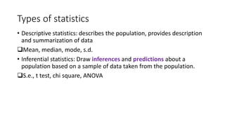 Basic knowledge on statistics | PDF