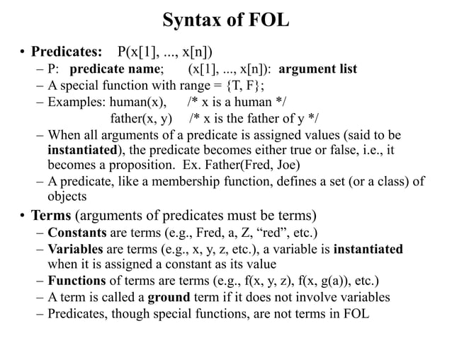Basic Knowledge Representation in First Order Logic.ppt | Programming Languages | Computing