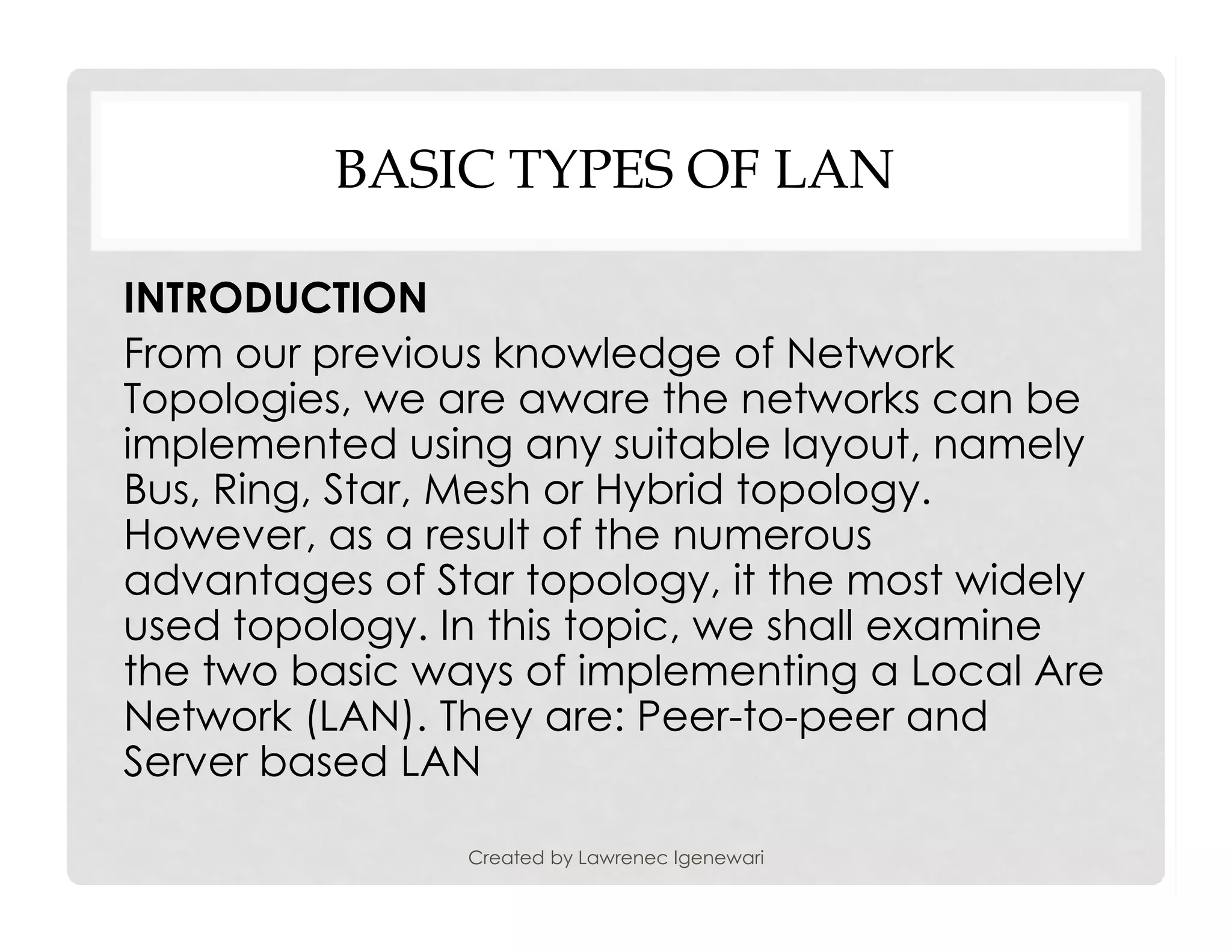 Basic LAN types | PPT
