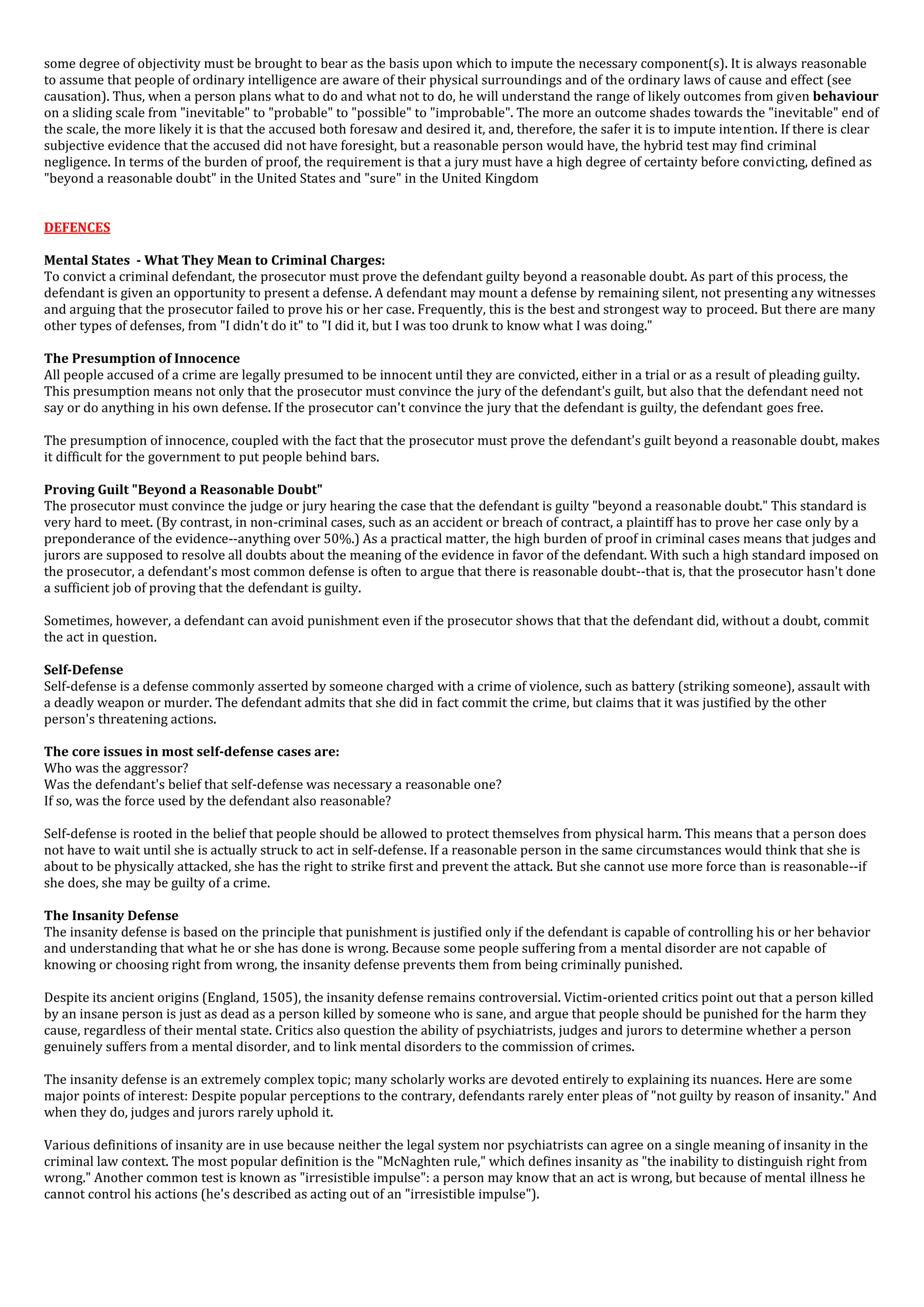 BASIC LAW CONCEPTS: OFFENCES & DEFENSES | DOCX