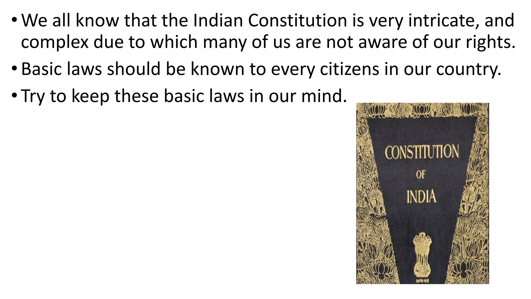 Basic laws everyone should know as an Indian Citizen | PDF