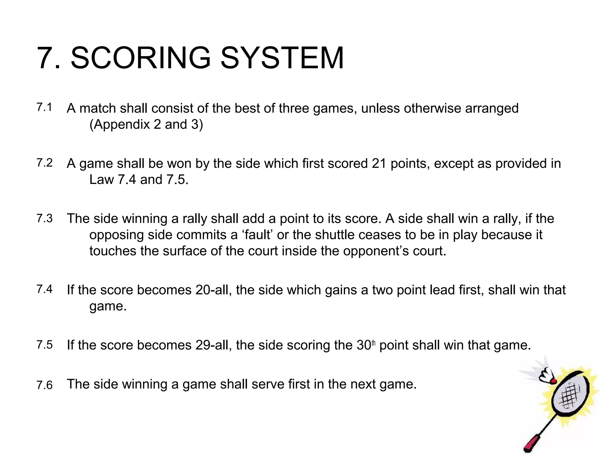 Basic laws of badminton | PPT