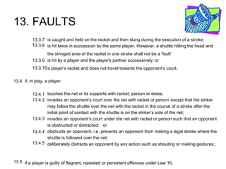 Basic laws of badminton | PPT