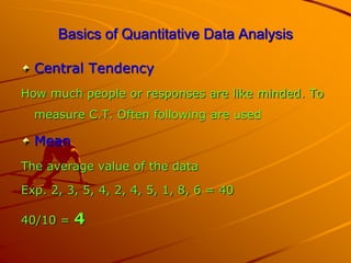 Basic Level Quantitative Analysis Using SPSS.ppt | Science