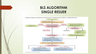 BASIC LIFE SUPPORT.pptx algorithm for single and double rescuer | PPTX