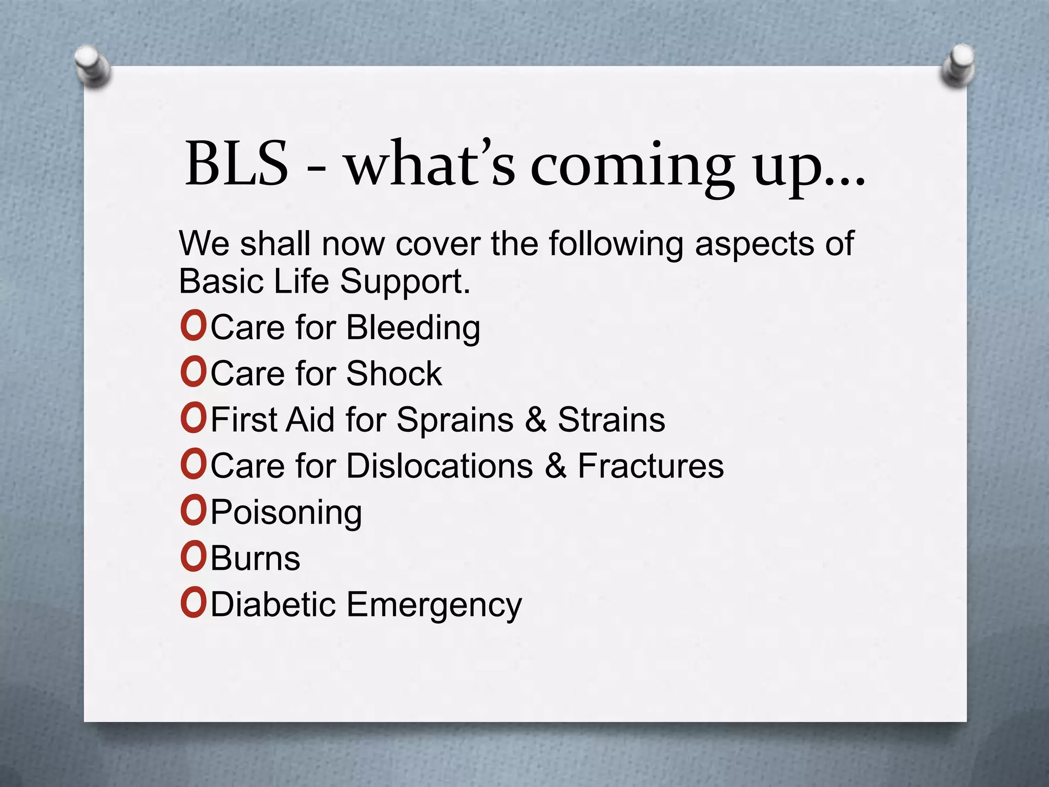 Basic Life Support & First Aid 2012 | PPTX