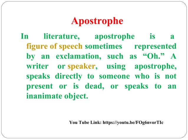 Apostrophe, Imagery, Symbolism, Denotation and Connotation | Basic ...