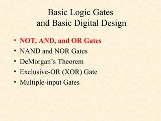 Technical Specifications of Basic Digital Logic Gates and Design | PPT