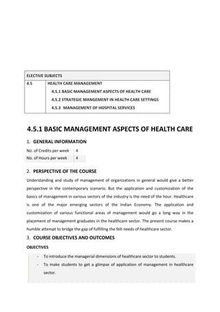Basic management aspects of health care | PDF