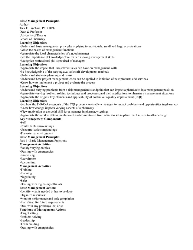 Basic management principles | DOCX | Business Administration | Business