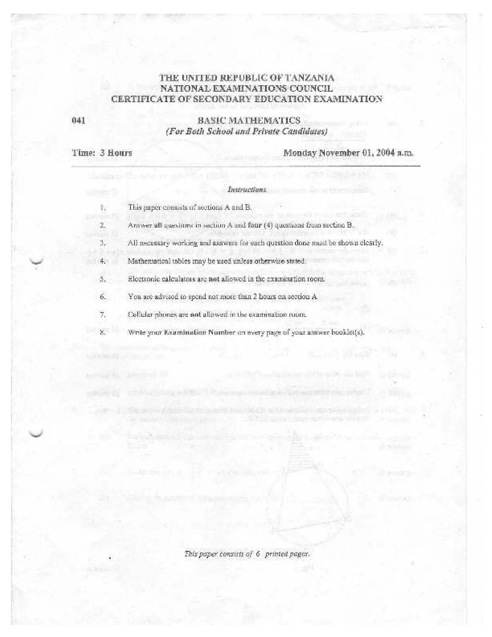 Basic math iv 2004 | PDF