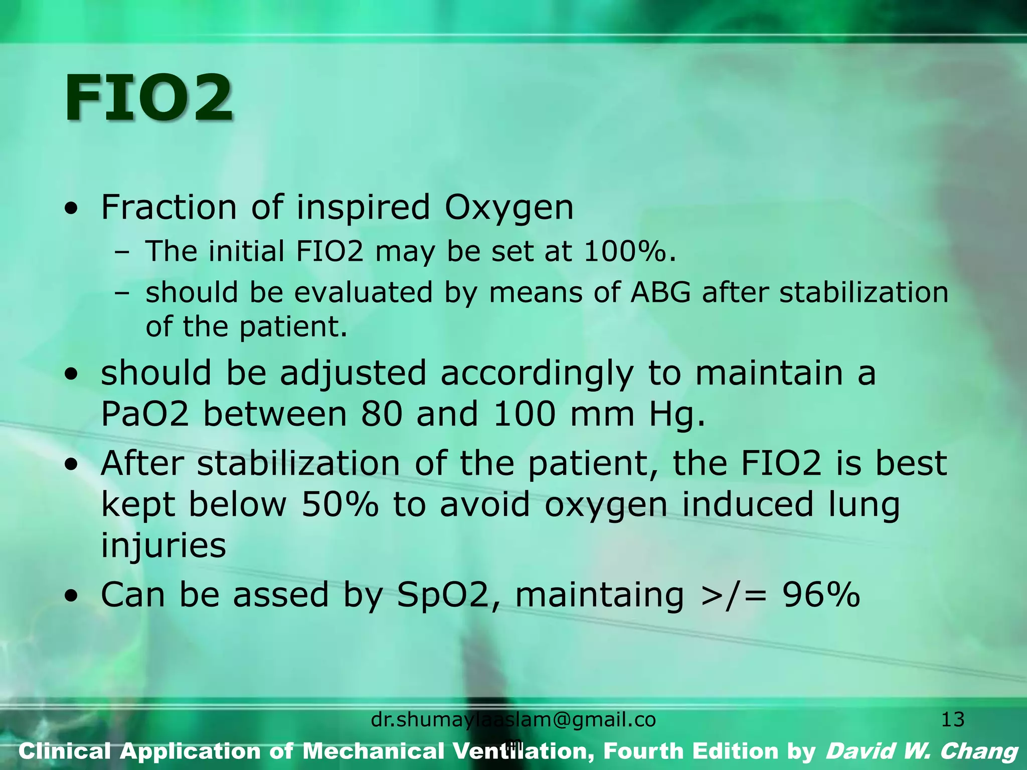 Basic mechanical ventilation settings | PPTX | Lung and Respiratory ...