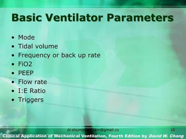 Basic mechanical ventilation settings