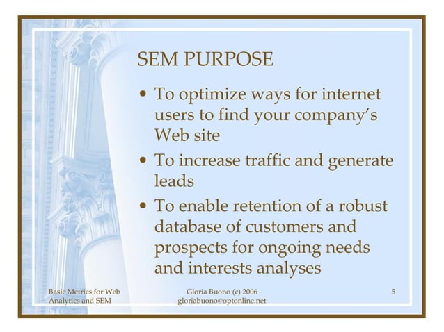 Basic Metrics for Web Analytics and SEM by Gloria Buono | PDF | Search | Internet