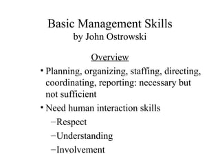 BASIC MANAGEMENT SKILSS AND DEVELOPMENT FOR ENTRY LEVEL MANAGERS | PPT