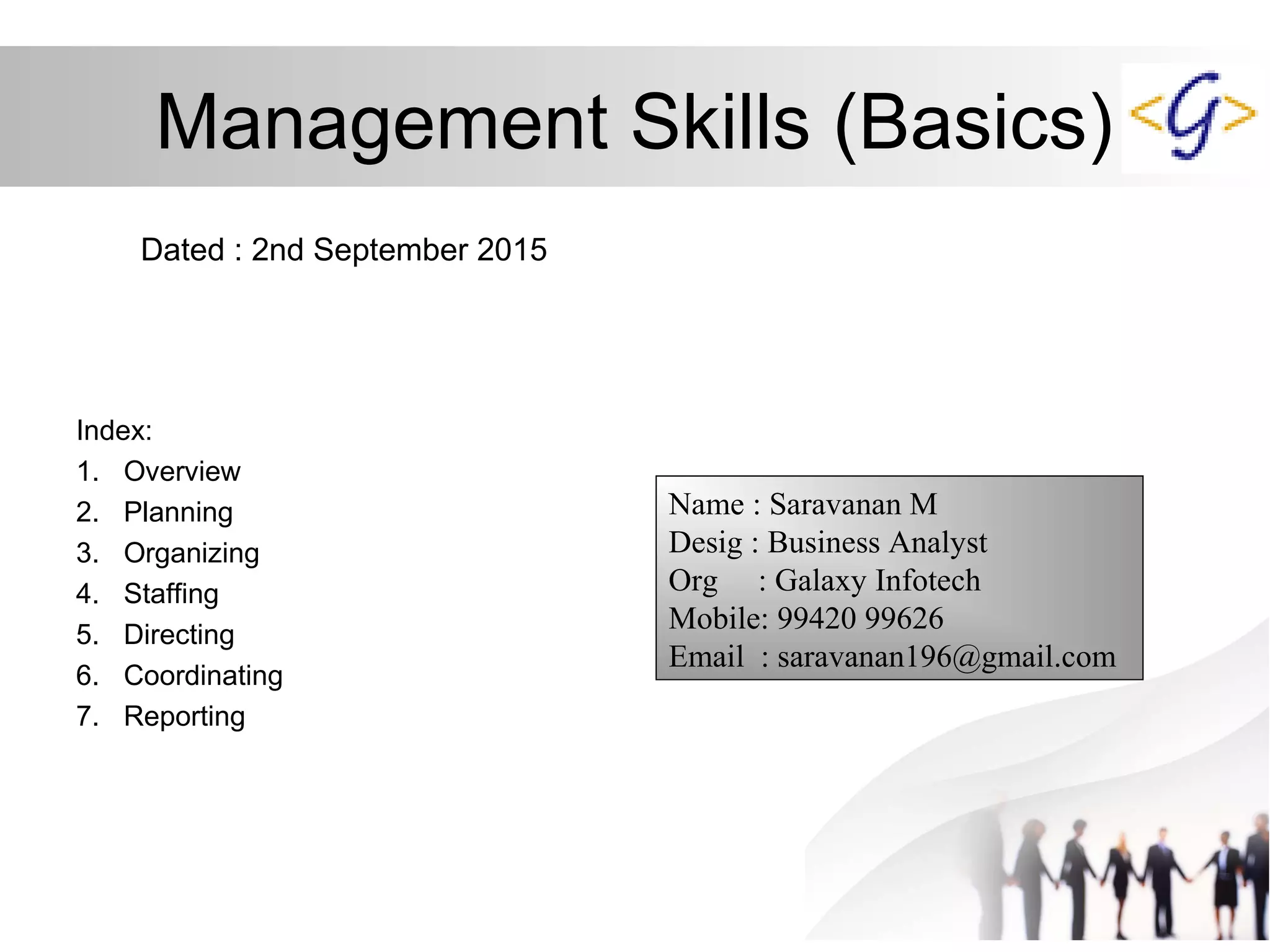 Management Skills (Basics) Part 1 | PPT | Business Administration | Business