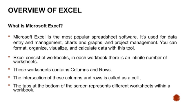 Lecture On The Basic Microsoft Excel Lectur Pptx Computing Technology And Computing
