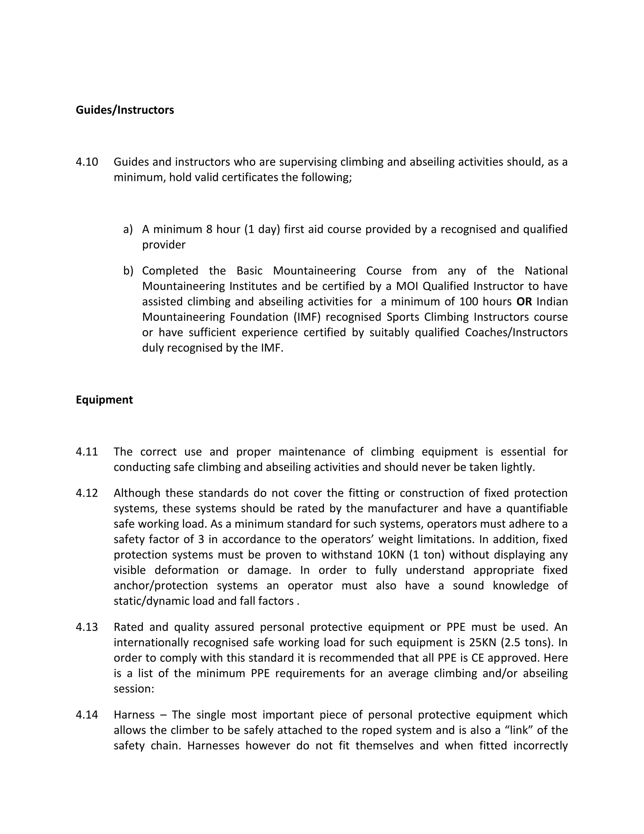 Basic minimum safety guidelines for adventure tourism activities | PDF