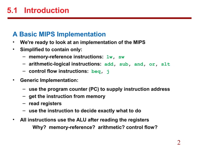 Basic MIPS implementation | PPT Basic MIPS implementation | PPT
