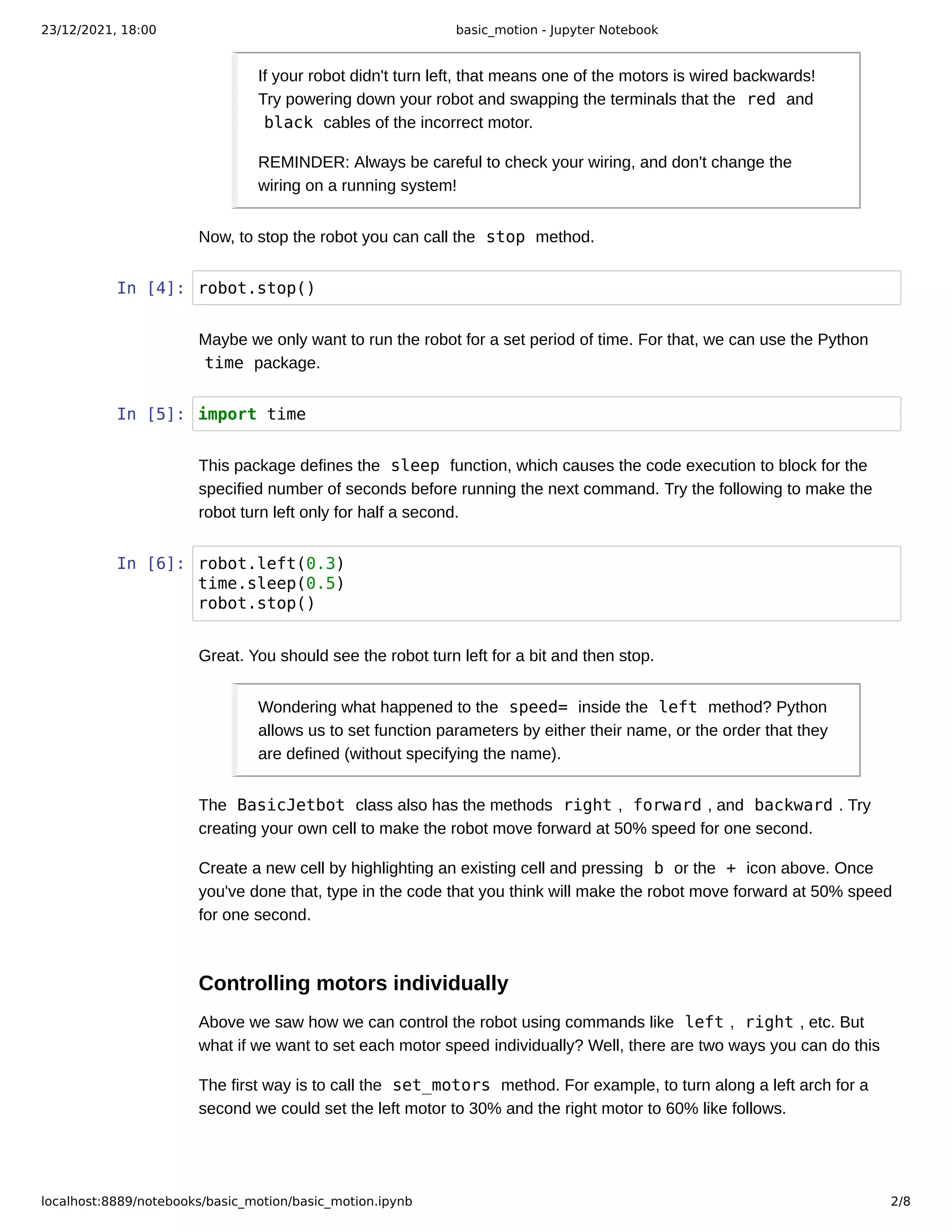 JetBot basic motion | PDF