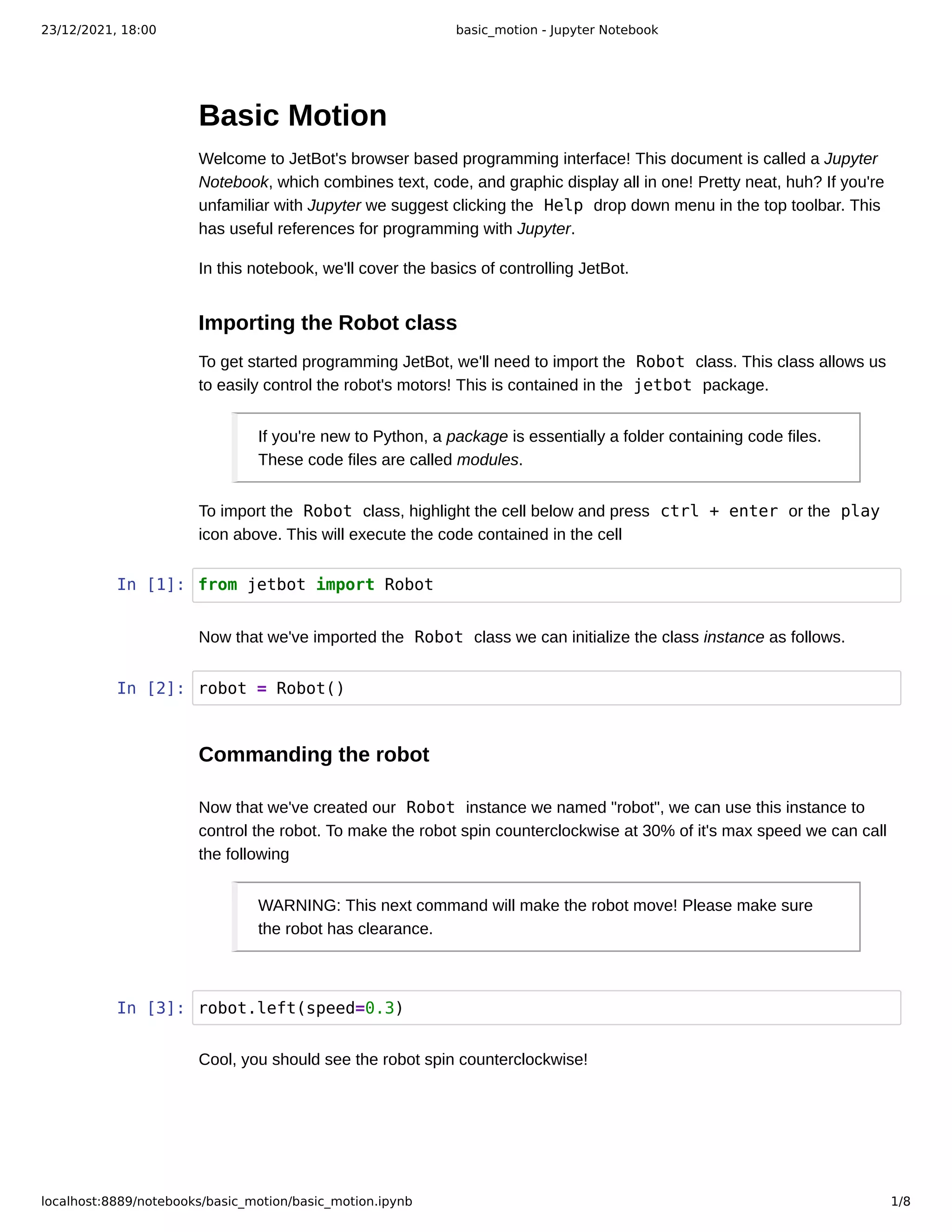 JetBot basic motion | PDF