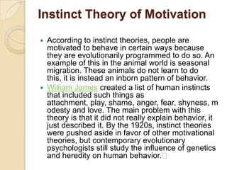 Basic motivation theories by: Raquel dela Cruz | PPTX