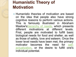 Basic motivation theories by: Raquel dela Cruz | PPTX