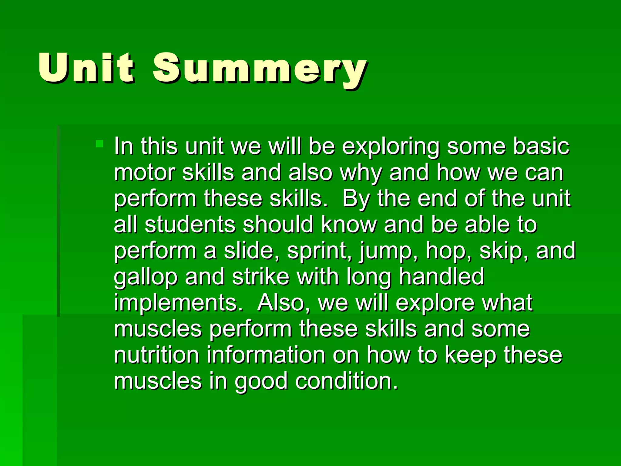 Basic motor skills unit | PPT