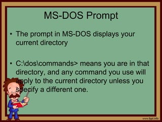 basic ms dos commands and theory in OSystem | PPT