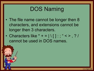 basic ms dos commands and theory in OSystem | PPT