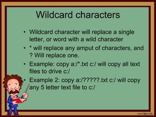 basic ms dos commands and theory in OSystem | PPT | Operating Systems | Computer Software and ...