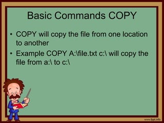 basic ms dos commands and theory in OSystem | PPT | Operating Systems | Computer Software and ...