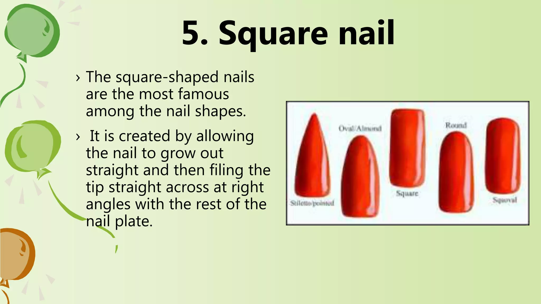 Basic nail shapes and nail art grade 8 | PPTX