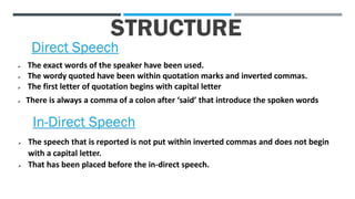 Basic Narration - (Direct and In-direct speech) | PDF