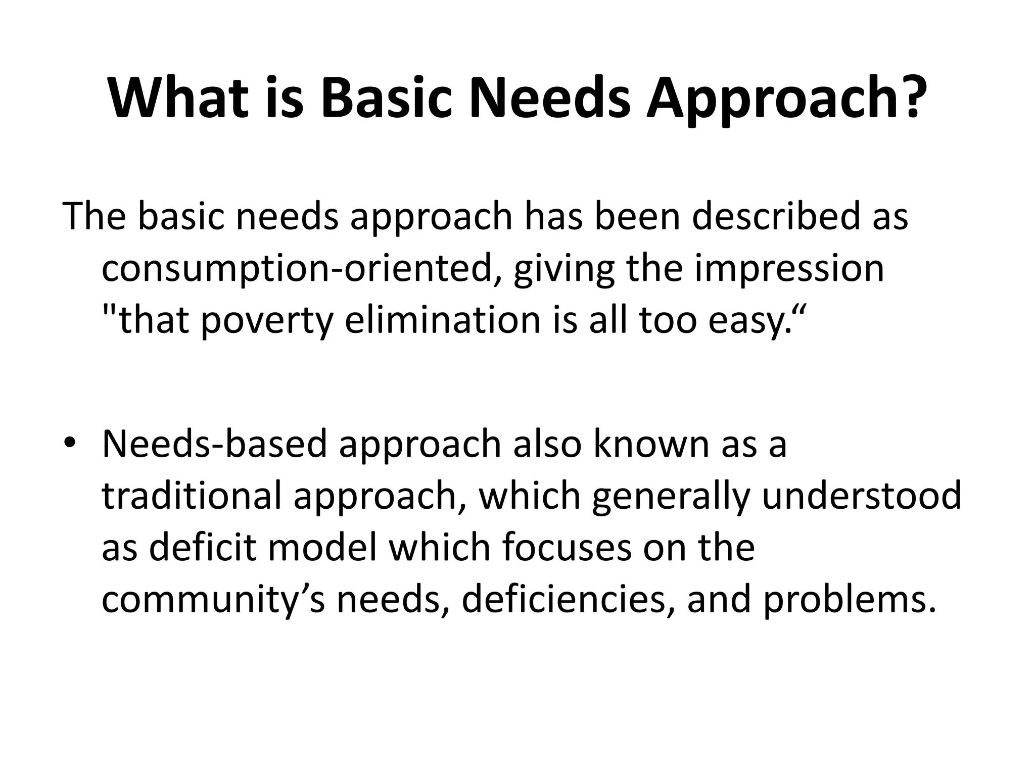 Basic needs approach | PPTX