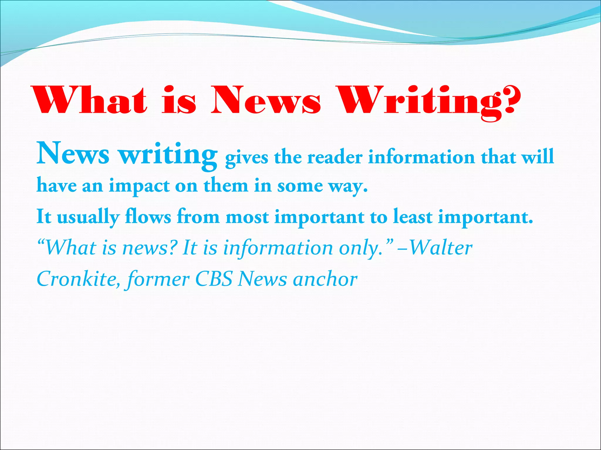 Basic news writing | PPT