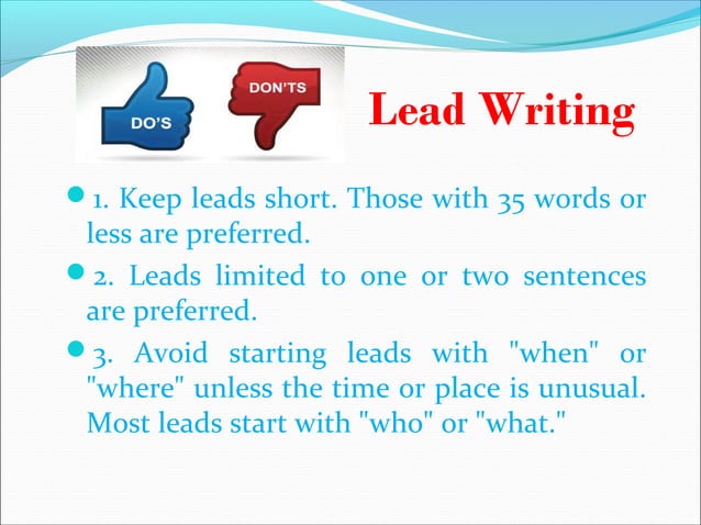 Basic news writing | PPT | College Education | Education