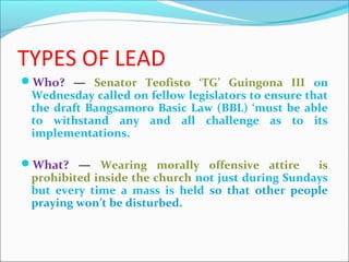 Basic news writing | PPT | College Education | Education