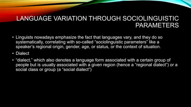 Basic notions; language variation and levels | PPT