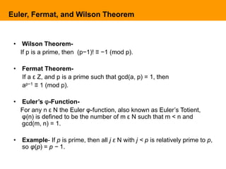 CRYPTOGRAPHY AND NUMBER THEORY, he ha huli | PPT