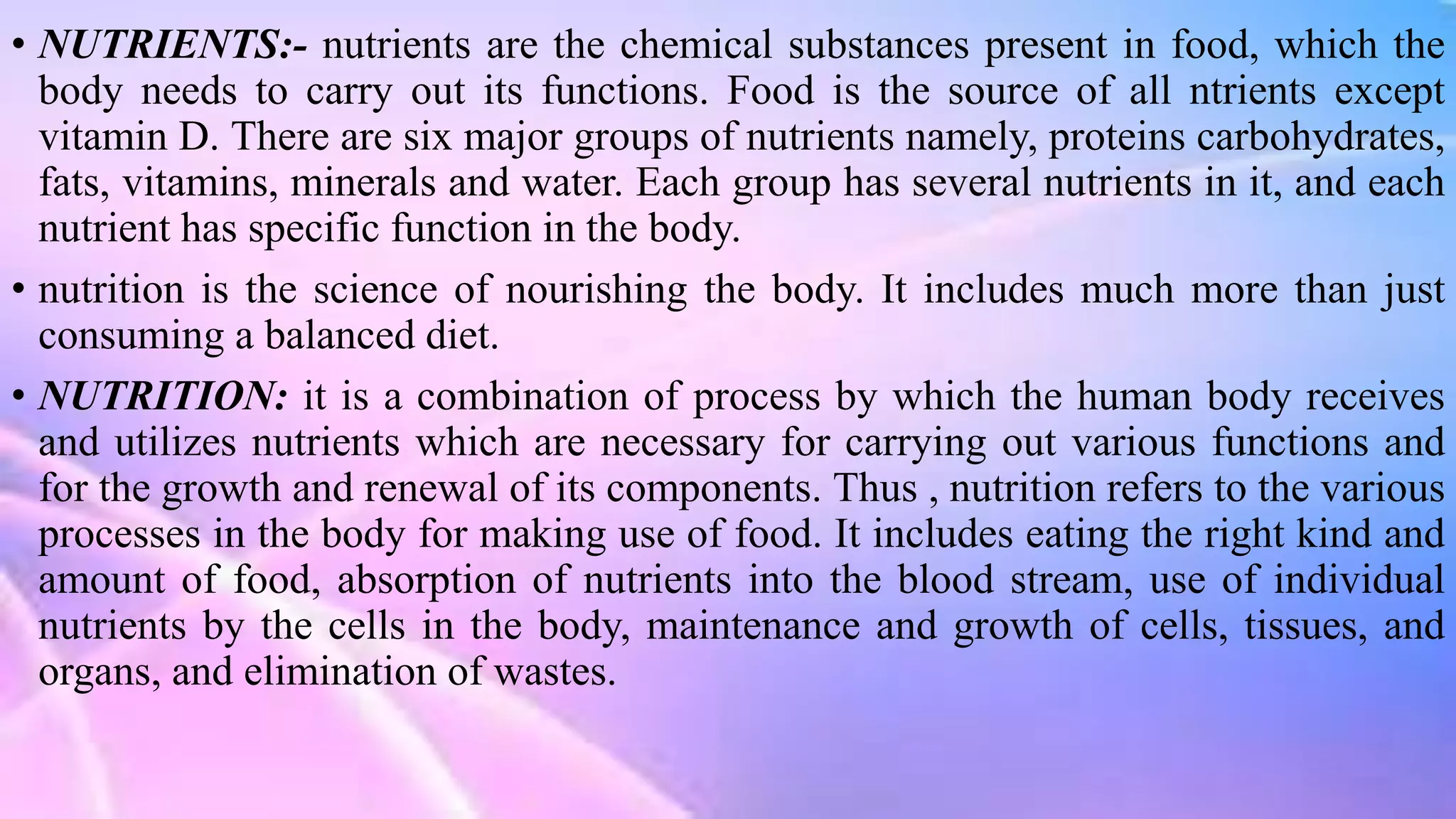 basic nutrition ppt | PPT