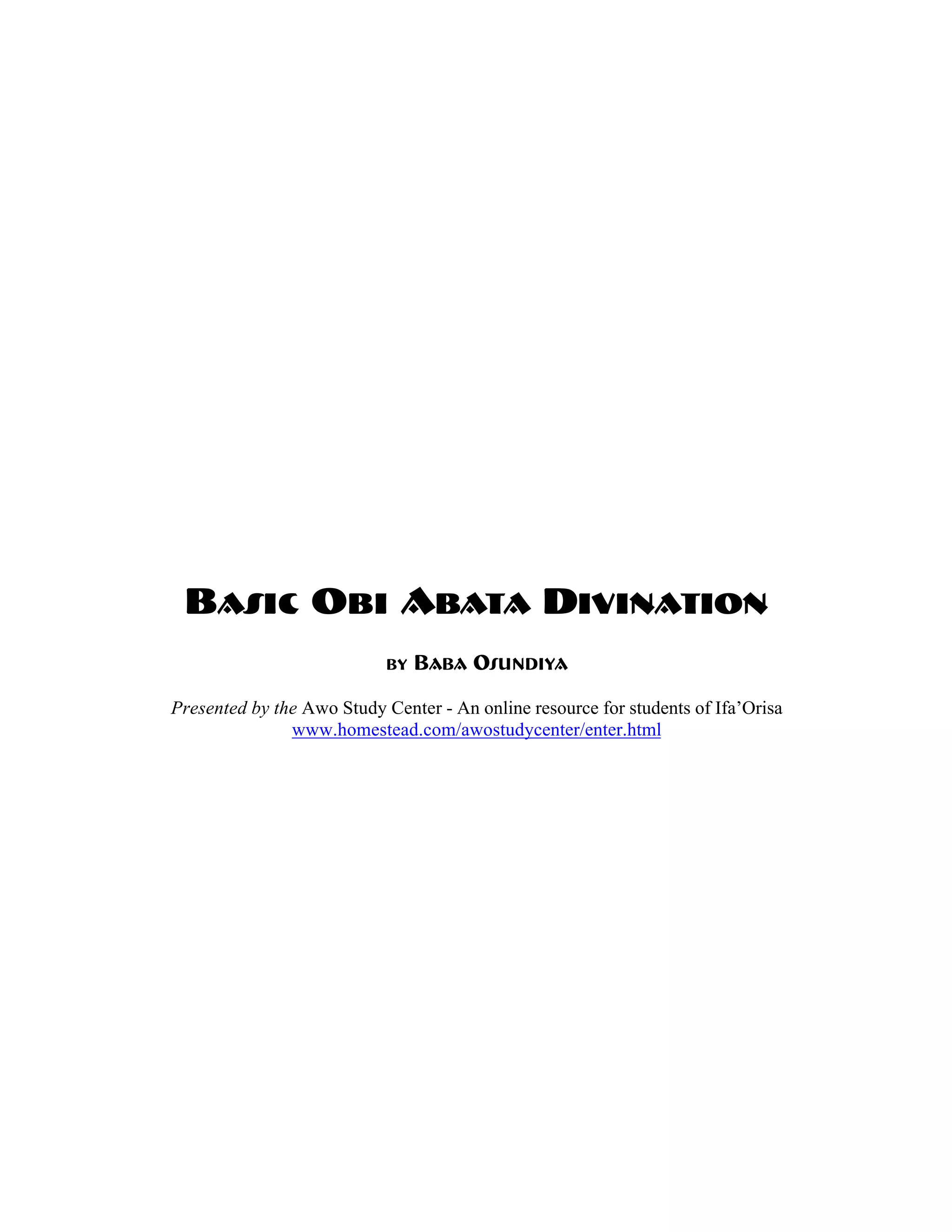 Basic obi abata_divination | PDF