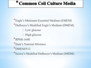 Basic of Animal cell culture part II | PPTX
