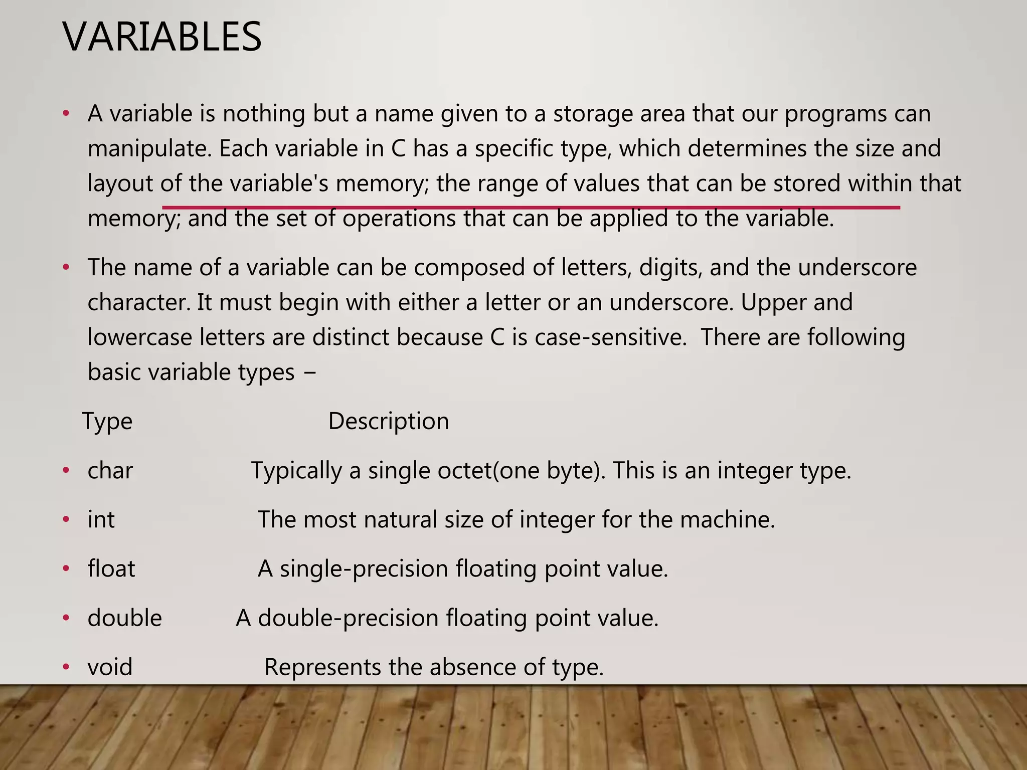 Basic of c language | PPT | Programming Languages | Computing
