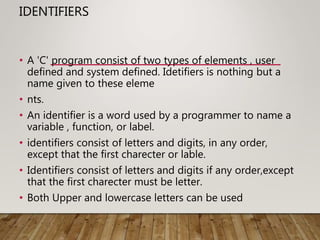 Basic of c language | PPT | Programming Languages | Computing