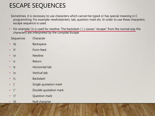 Basic of c language | PPT | Programming Languages | Computing