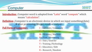 Basic of computer ( miit ) | PPT