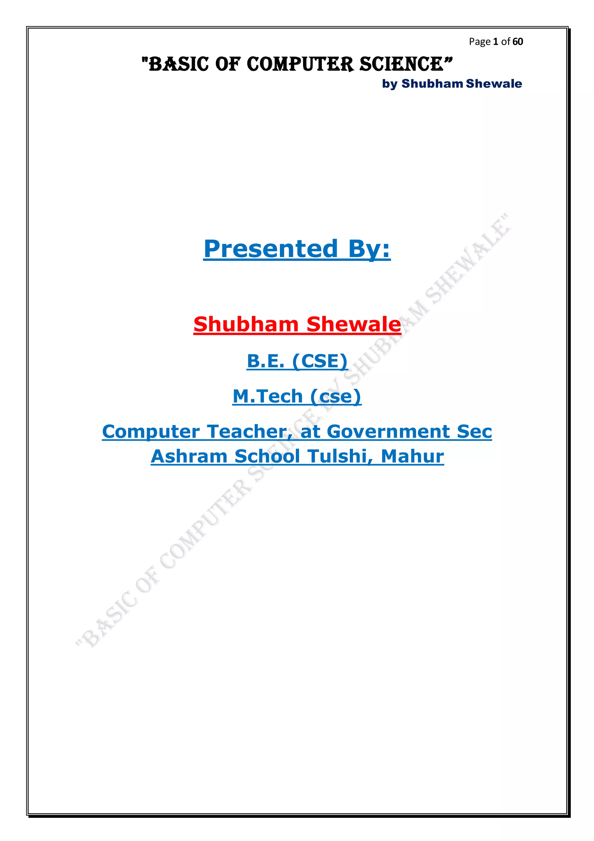 Basic Of Computer Science Presented By Shubham Shewalepdf