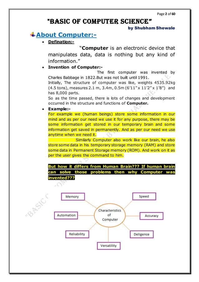 Basic Of Computer Science Presented By Shubham Shewalepdf 