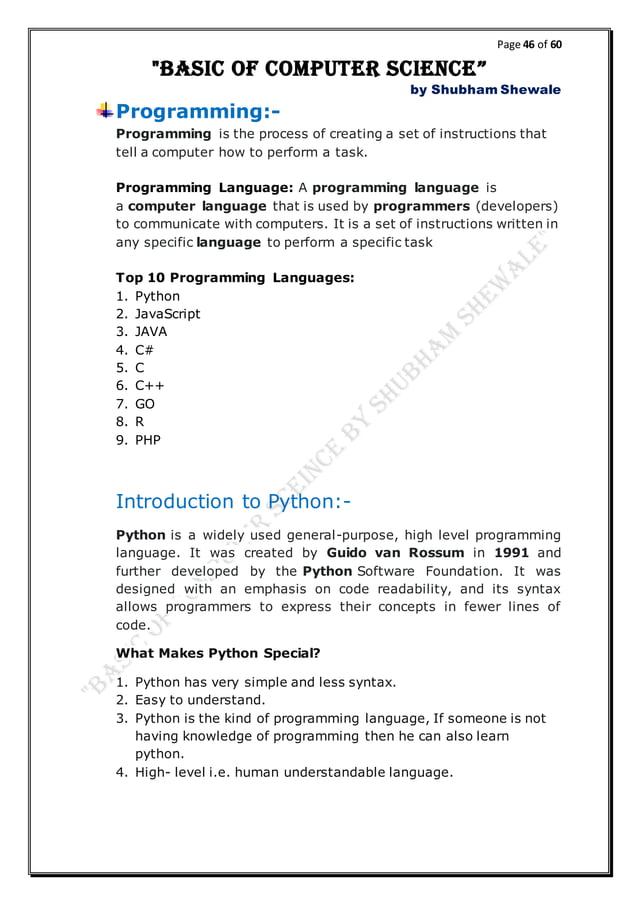 Basic of COMPUTER SCIENCE Presented by Shubham Shewale.pdf